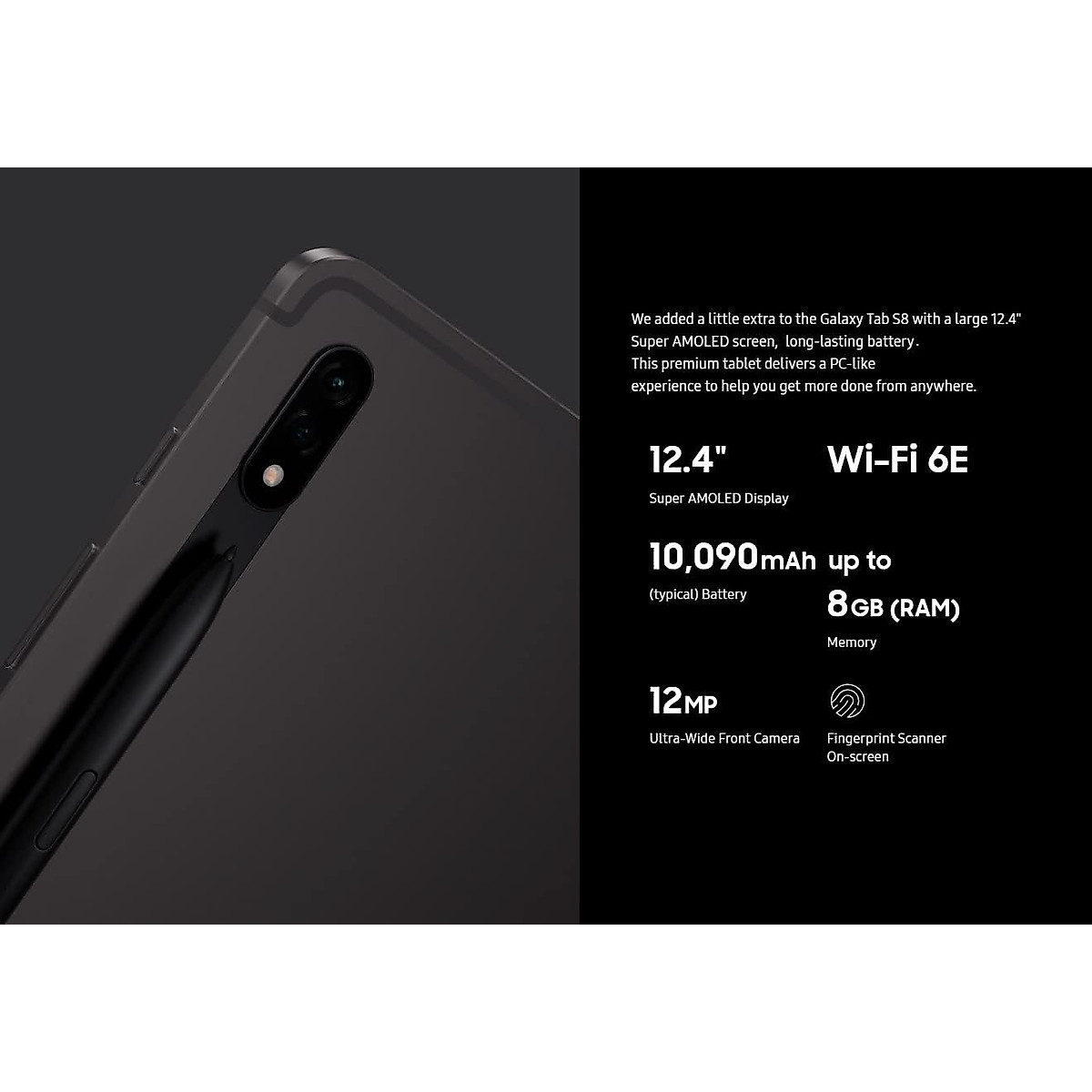 SAMSUNG Galaxy Tab S8+ Plus w/Low Latency S-Pen 256GB 12.4’’ 120Hz AMOLED, Snapdragon 8 (4nm), Android 12 Wi-Fi Tablet SM-X800 US Model (w/Fast 25W Charging Cube, Pink Gold)