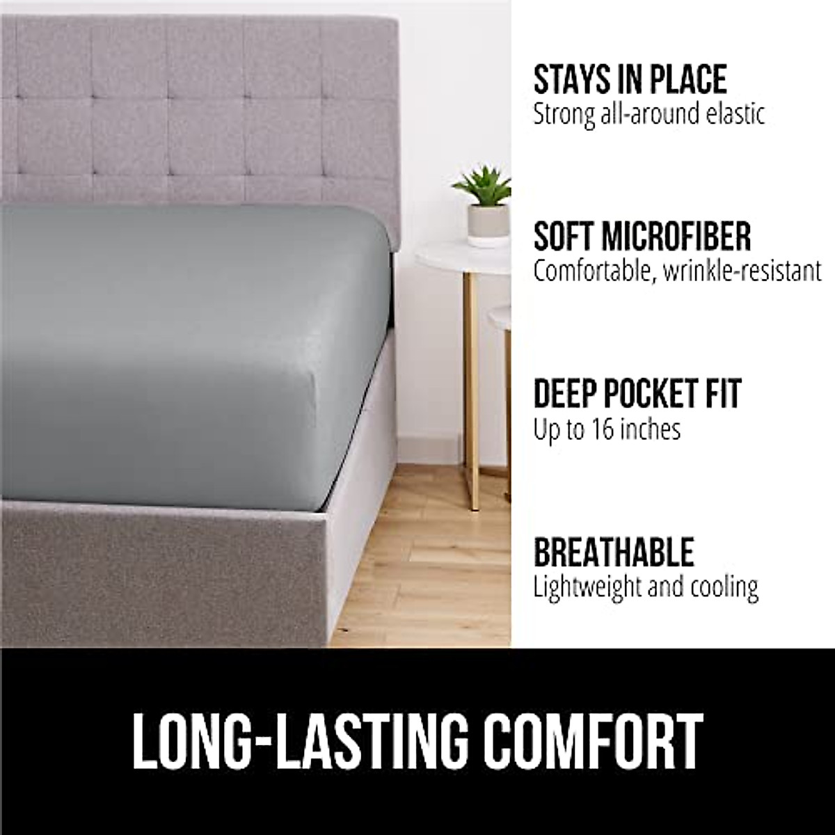 Gorilla Grip Laundry Basket and Fitted Bed Sheet, Laundry Bag Size 82L in Gray, Easy Carry Handles, Bed Sheet Size Twin in Gray, Shrink Resistant Deep Pocket, 2 Item Bundle