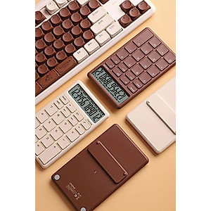 UNIONE Pocket & Desktop Beige Calculator with a Bright LCD, Dual Power Handheld Desktop. Color. Business, Office, High School