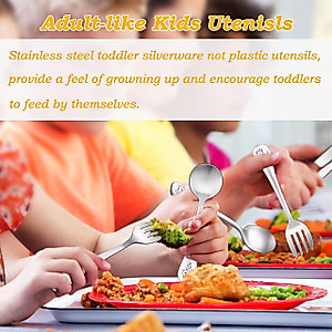 12-Piece Kids Silverware Set, LIANYU Toddler Utensils for 2-6 Year Old, Stainless Steel Preschooler Children Flatware Cutlery Set, Includes 4 Knives 4 Forks 4 Spoons, Dishwasher Safe