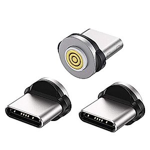 AUFU Fast Magnetic USB Type C Connector/Tip/Heads 3 Pack 360° Rotating Magnetic Phone Adapter Connector for USB Type C, No Cable