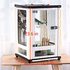crapelles 15.7x15.7x23.6 inches Bird Cage, Amphibian Habitat, Reptile Tank, Pet Box, Easy Assembly White Ventilation Cage for Hamster, Chinchillas, Hedgehog, Snake,Lizard, Parrot