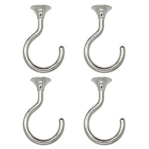 Lizntiate 4 Sets Ceiling Hook Large Swag Heavy Duty Swag Hook with Hardware for Hanging Plants Ceiling Easy Installation Cavity Wall Dry Wall Indoor & Outdoor (4 Sets Silver)