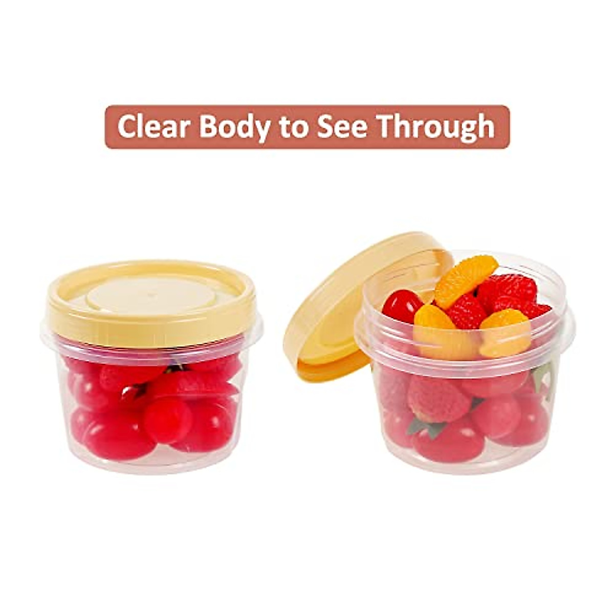 Twist Top Deli Containers 16 Oz, 15 Pack Screw Top Containers for Food Storage with Twist Lock Seal Lid, Stackable Reusable Round Twist Cap Plastic Container for Food Soup, Yellow/Green/Red Ocher