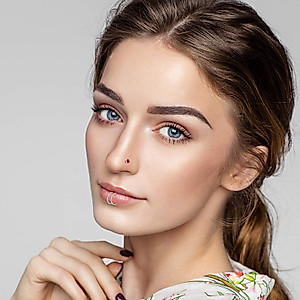 Hicdaw Nose Rings, 60 Pcs Nose Rings for Women 20G Nose Studs Hoop Jewelry Surgical Steel Nose Ring (Silver)