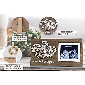 Ultrasound Picture Frame Baby Announcement Gifts - Sonogram Gender Neutral Baby Gift for Expecting Mother Love at First Sight Nursery Decor Handmade String Hearts Celebrate the Bond Between Mom & Baby