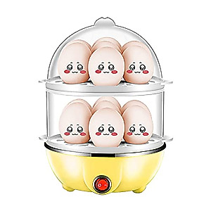Decdeal Egg Cooker, Double Layer Egg Boiler 14 Egg Capacity, Hard Boiled Egg Cooker Anti-Dry Electric Food Steamer with 40mL Measuring Cup