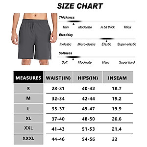 Selovzz Mens Workout Athletic Gym Shorts Sports Quick Dry Lightwight Mens Elastic Waist Shorts with Zipper Pockets (Dark Grey, US XL)