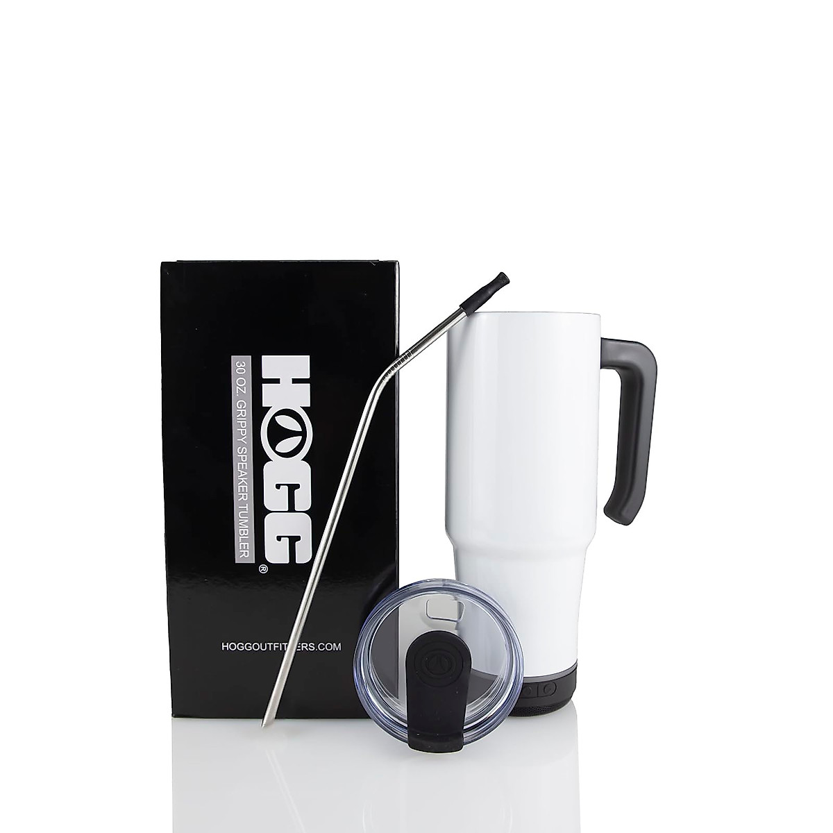 Hogg 30oz Sublimatable Grippy Speaker Tumbler DIY, Customizable, Add Logo, Vinyl, Alcohol Ink, or Glitter & Epoxy, Bulk/Wholesale Tumblers (White)