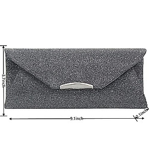 WIGUYUN Women Gleaming Evening Bag Flap Magnet Handbag Clutch Ladies Chain Shoulder Cross-body Purse Grey