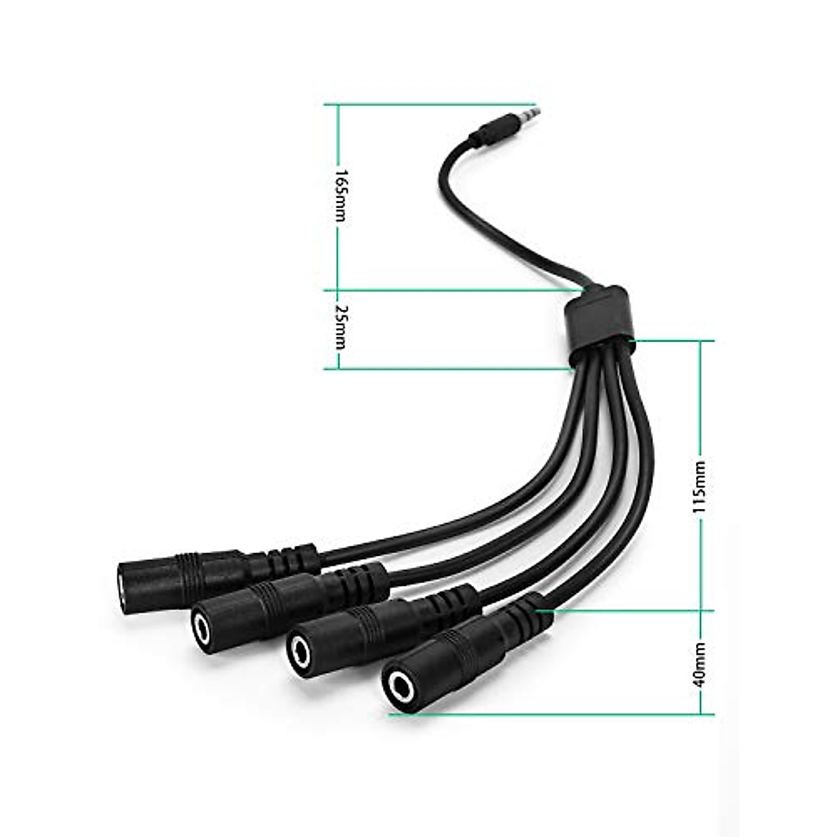 3.5mm Headphone Splitter Cable,ONXE 1/8 Inch AUX Stereo Jack Audio Splitter 1 Male to 2 3 4 Female Adapter Cable for Mp3 Player Mobile Phone Laptop, PC Headphone Speakers(Black)