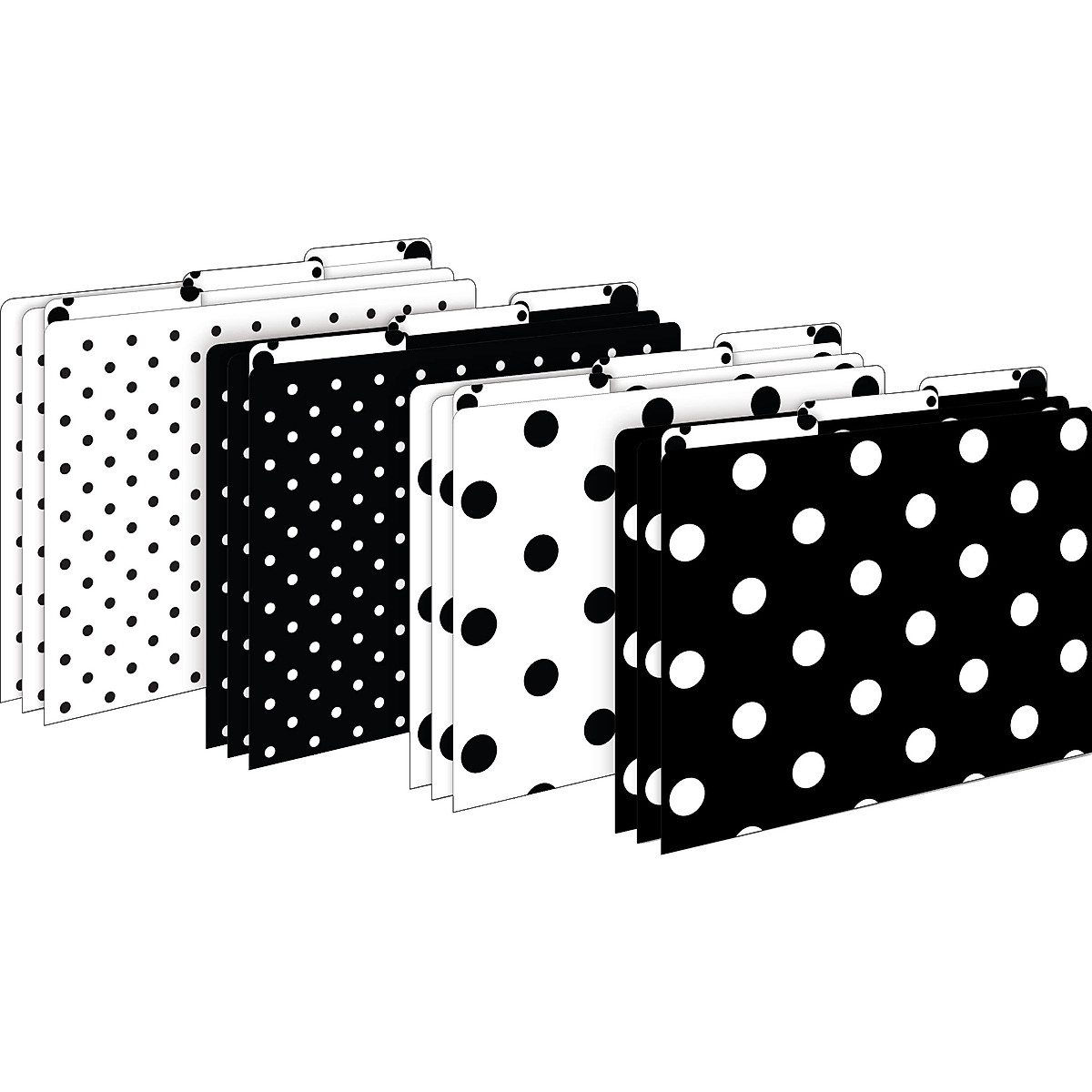 Barker Creek Get Organized Office Kit, Black & White Dot, 12 Coordinating File Folders printed on 14pt stock, 50 Sheets of Colorful Computer Paper, and 45 Versatile Self-Adhesive Labels/Name Tags(136)
