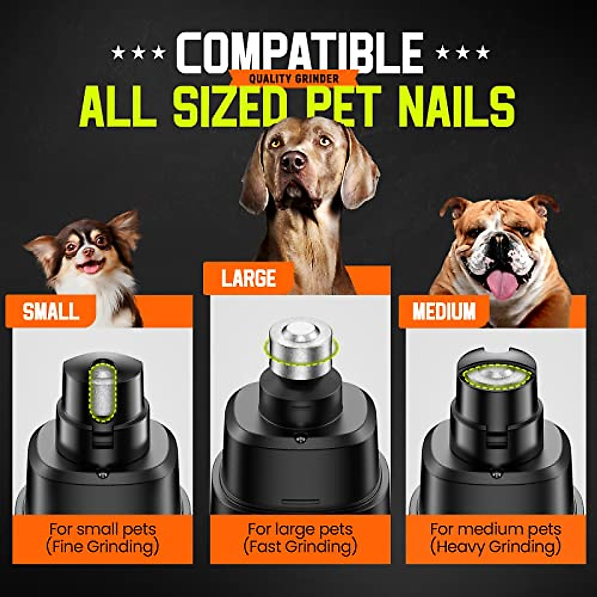 Dog Nail Grinder Upgraded Dog Nail Trimmers Clipper with 2 LED Light, 2 Speed Rechargeable Electric Pet Nail Grinder Quiet Low Noise for Small Medium Large Dogs and Cats