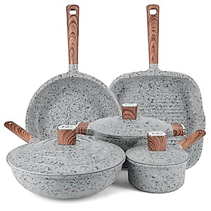 Phantom Chef 12" Deep Frying Pan with Granite finish & Lid | PFOA Free | Nonstick 12 Inch Chef Cookware | Induction Compatible | Dishwasher & Oven Safe | Stay-Cool Handle | Easy to Clean (Beige)