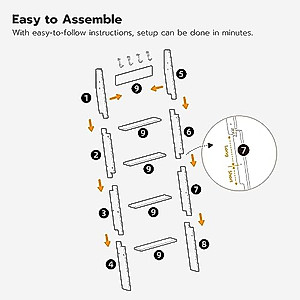 HOOBRO Blanket Ladder, Wall Leaning Blanket Rack, 5 Ft, 5 Tier Farmhouse Ladder Shelf, Towel Rack, Decorative Quilt Rack, Removable Hooks, Living Room, Bedroom, Bathroom, Mocha BR51CJ01