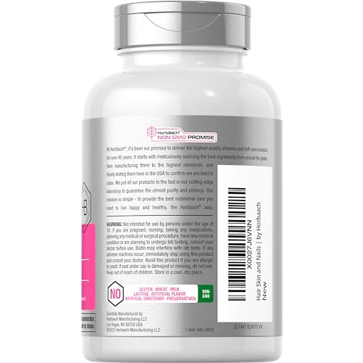 Horbäach Hair Skin and Nails Vitamins | 300 Softgels | with Biotin and Collagen | Infused with Argan Oil and Coconut Oil | Non-GMO, Gluten Free Supplement