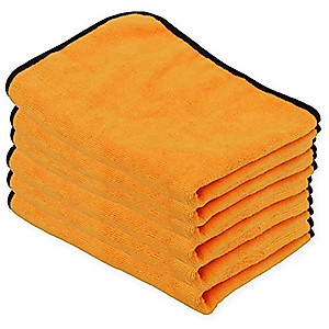 Simple Houseware Professional Grade Ultra Plush Premium Microfiber Towels, 410 GSM (16 inch x 24 Inch) (6 Pack) - Safe for Car Wash, Home Cleaning & Pet Drying Cloths