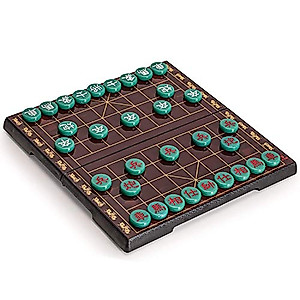 Luoyer 12.5inch Portable Chinese Chess Set with Folding Board and Magnetic Piece Traditional Xiangqi Classic Educational Strategy Games Board Games for 2 Players (Red Board Green Piece)