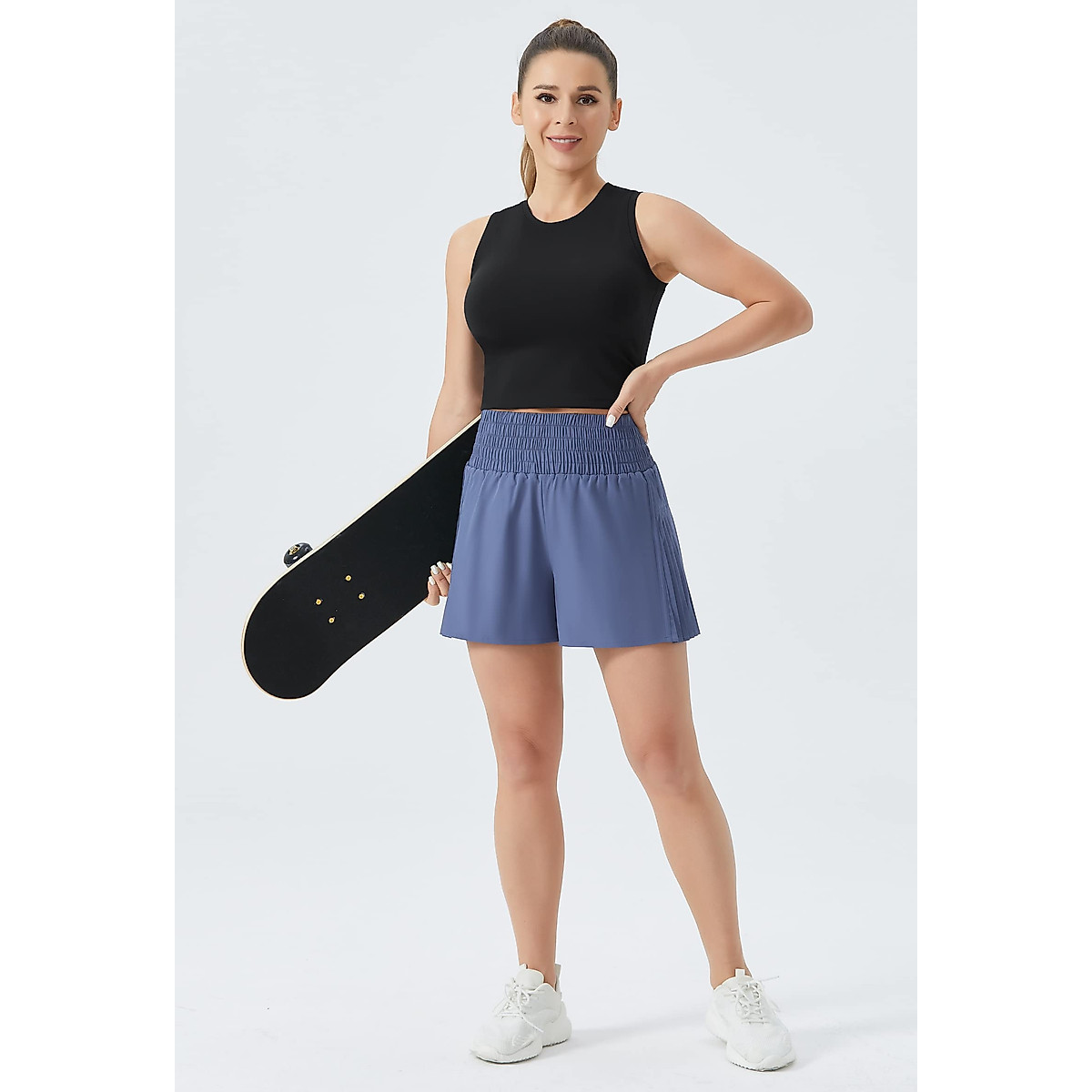 THE GYM PEOPLE Women's Workout Crop Tops Sleeveless Yoga Running Shirts Athletic Tank Top No Padding Black