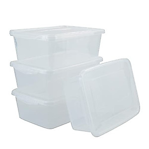 Easymanie 6.5 Quart Clear Plastic Bins with Lids, Latching Storage Boxes, 4 Packs, F