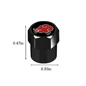 Anime Tire Valve Stem Caps, 4 PCS Car Tire Air Caps Cover, Hexagon Design Light-Weight Aluminum Alloy Screw-On Universal Auto Wheel Tire Stem Covers for Car Truck SUV Motorcycles Bike, Cloud, Red