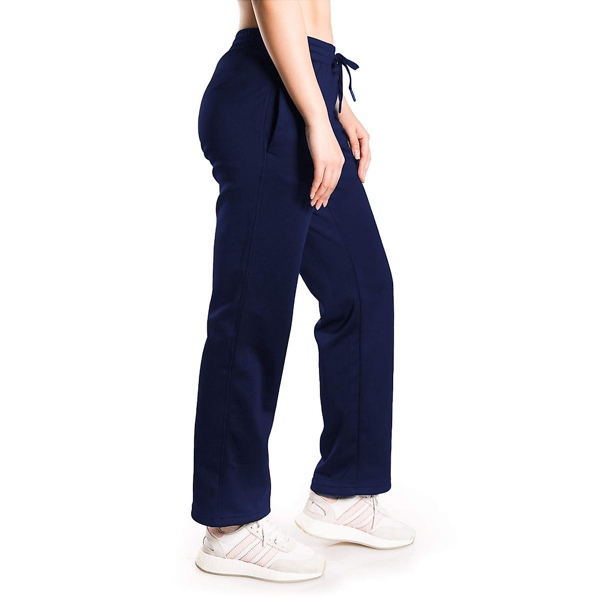 Yogipace Tall Women's Water Resistant Thermal Fleece Pants Winter Lounge Running Sweatpants with Pockets,35",Navy Blue,L