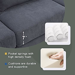 133" Oversized Corduroy Upholstered Modular Deep Seat Cloud Sectional Sofa Couch W/4 Pillows & Reversible Chaise, U-Shaped Corner Combo Furniture with Movable Ottoman Convertible Sleeper Sofabed