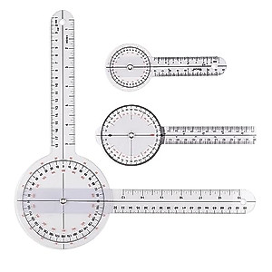 Ultrassist Premium Goniometer Set (3 Pieces), 360 Degree 6", 8", 12" Complete Set, Measuring Tool