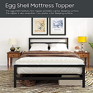 Nutan 1-Inch Foam Topper Convoluted Egg Shell Breathable,Adds Comfort to Mattress Queen, White