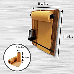 Kraft Paper Dispenser - Wall Mounted Paper Roll Dispenser - Decorative Message Boards for Wall - Hanging Notepad Holder - to Do List Board - Kitchen Decorations Rustic - Message Board