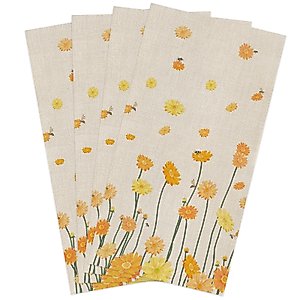 Dish Cloths Kitchen Towels, Daisy Orange Flower Spring Summer Vintage Farmhouse Decoration Dishcloths Soft Reusable Cleaning Cloths Absorbent Dish Towels for Household Cleaning, 4 Pack, 18"x28"