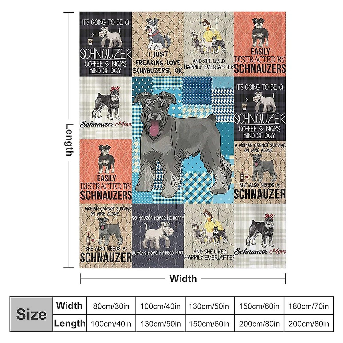 reoqeosy Schnauzer Blanket Schnauzer Dog Throw Blanket Retro Dog Stuff Animal Gifts for Girls Boys Dog Lovers Woman Adults Warm Comfort Plush Fleece Blanket Decor for Couch Sofa Bed 40"x50"