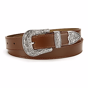 Brown Belt Women - 1.1" CR Western Belts For Woman Leather Belts Cowboy Belt - Country Belts For Women with Vintage Buckle for Jeans