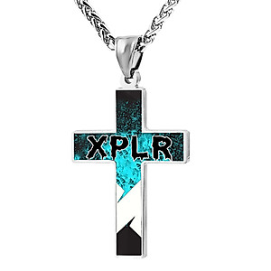 Overnight-Series X Zinc Alloy Cross Pendant Necklace Decor Jewelry Choker Religion Faith Chain for Young Men Women Black