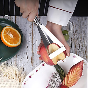 Klyuqoz Fruit Carving Knife, 2 Pack Fruit Cutter, Stainless Steel Vegetable Carving Tools, Triangular Shape DIY Carving Knives for Home Kitchen Platter Tray Decoration（Silver）