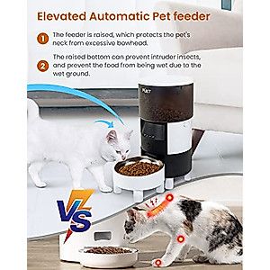 PUET Automatic Cat Feeder with Camera, Timer Voice 1080P HD Video Recording, Height Adjustable 3L WiFi Pet Feeder with 2-Way Audio, Programmable Dog Food Dispenser 1-8 Meal Per Day