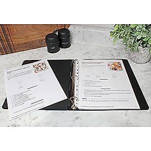 AuldHome Farmhouse Cookbook Recipe Binder (Black); Rustic Enamelware Style Metal 3-Ring Binder for Family Recipes, Custom Cookbooks and More