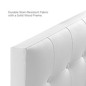 Modway Emily Tufted Button Faux Leather Upholstered Twin Headboard in White