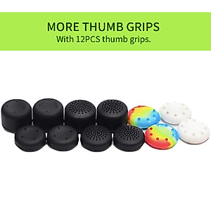 Skin Cover for Sony PS5 Dualsense Controller, Colourful Silicone Protecte Case Printing Cool Flowing Flame, with Pro Thumb Grips x 12