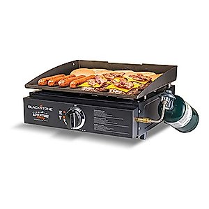 Blackstone Table Top Grill - 17 Inch Portable Gas Griddle - Propane Fueled - for Outdoor Cooking While Camping, Tailgating or Picnicking (Black)