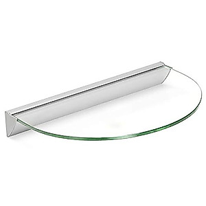 12-inch Half Round Clear Glass Shelf Kit Silver Metal
