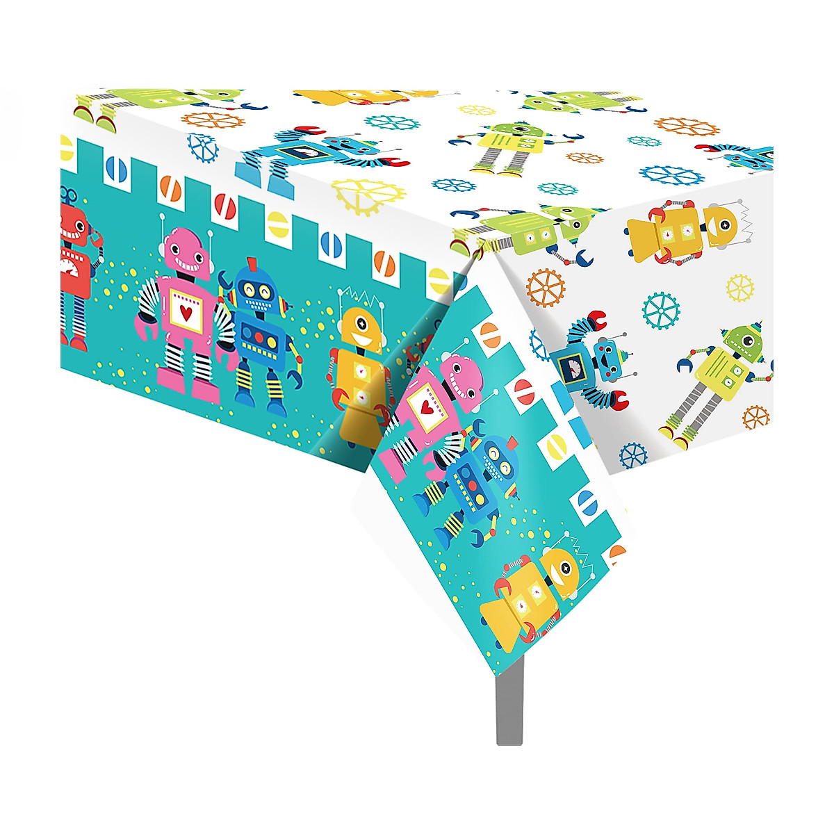 Robot Party Supplies 2Pcs Plastic Tablecloth Waterproof Table Cover Robots Tablecloth Robot Cartoon Tablecloth for Robot Birthday Party, Robots Theme Party Baby Shower Decoration,54 x 87In