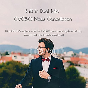 Lymoc Wireless Earbuds,Dual Mic Bluetooth Earpiece Headset 5.1 Trucker Handsfree Earphones for Cell Phones ENC Noise Cancelling CVC8.0 Headphone 16 Hours Talktime for Business/Driving/Office-