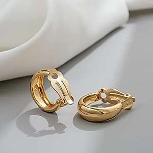 LILIE&WHITE Gold Clip on Earrings For Women Fashion Clip on Hoop Earrings No Piercing Earrings Clipon Earrings For Women