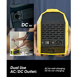 OlarHike AC/DC Tire Inflator, Portable Electric Air Compressor for Car(DC 12V) and Home(AC 110V), Tire Pump with Pressure Gauge, LCD Display and Adapters, Air Pump for Cars, Bikes, Basketballs