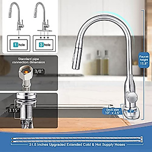Homikit Kitchen Faucet with 2 Pull Down Sprayers, Brushed Nickel 18/10 Stainless Steel Kitchen Sink Faucets, Single Handle High Arc Kitchen Faucets for Farmhouse RV Bar Laundry