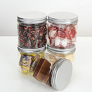 24Pack 6 oz Empty Plastic Jars with Lids Clear Plastic Mason Jars Storage Containers Wide Mouth Slime Containers Jars Airtight Gift Food Jars for Travel Storage Home Kitchen Food Slime Making