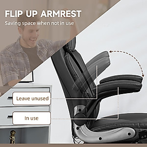 Vinsetto Executive Massage Office Chair with 6 Vibration Points, Heated Faux Leather Computer Desk Chair with Flip-up Armrest, Adjustable Height, Swivel Wheels, Black