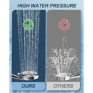 High Pressure Handheld Shower Head, Chrome Hand Held Shower Sprayer with Holder, 10 Modes Filtered Showerhead with Anti-Clog Nozzle,Detachable Shower Head with 79’’ Stainless Steel Hose for Bathing