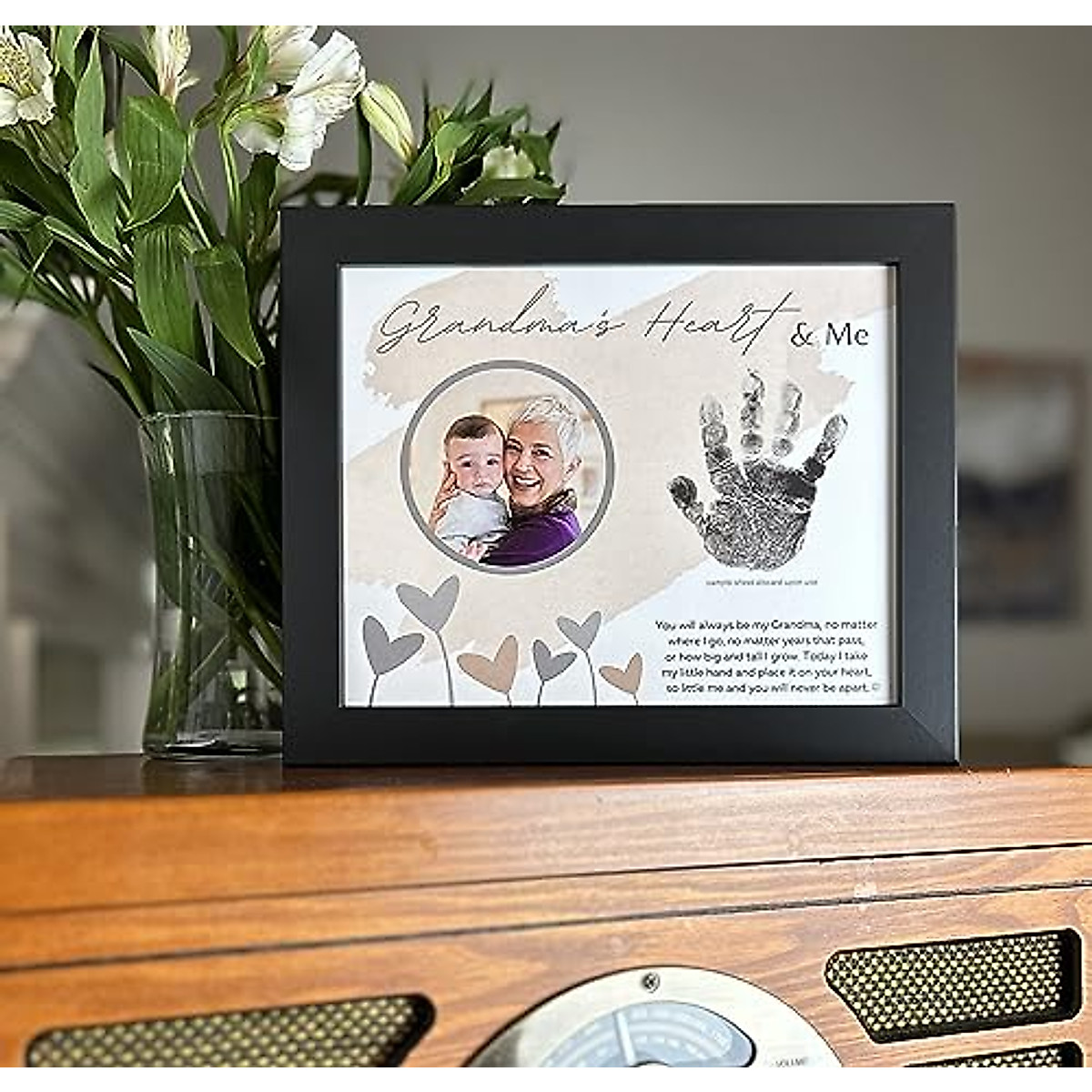 Baby Child Keepsake Handprint Frame for Grandma with Poetry - Loving Gift for Grandma for Christmas, Mother's Day- Made in USA